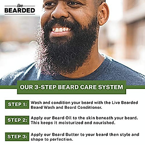Live Bearded: 3-Step Beard Grooming Kit - Executive - Beard Wash, Beard Oil and Beard Butter - All-Natural Ingredients with Shea Butter, Jojoba Oil and More - Beard Growth Support - Made in The USA