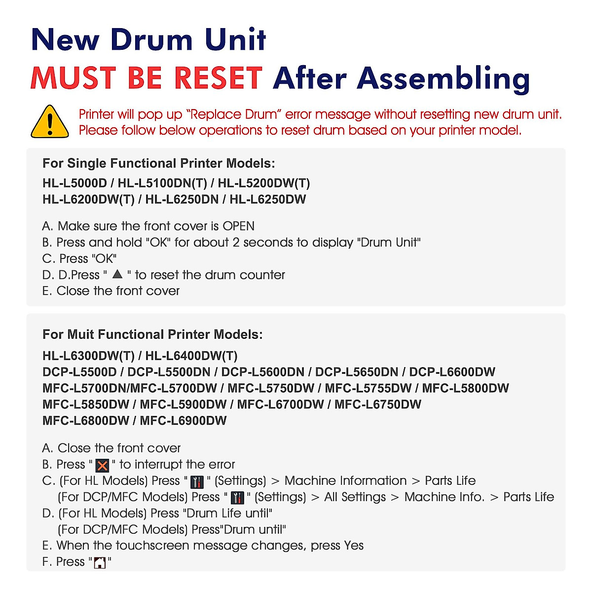 DR820 DR-820 Drum Unit Compatible Replacement for Brother DR820 DR 820 DR-820 for HL-L6200DW MFC-L5850DW MFC-L5900DW HL-L5200DW HL-L5100DN L5850DW L5900DW L5700DW L6200DW Printer (Black, 1-Pack)