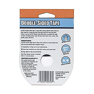 Gorilla Double-Sided Tape, 1.41" x 8 yd, Gray, (Pack of 1)