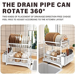 MCUIATN Dish Drying Rack -Multifunctional Dish Rack (White)