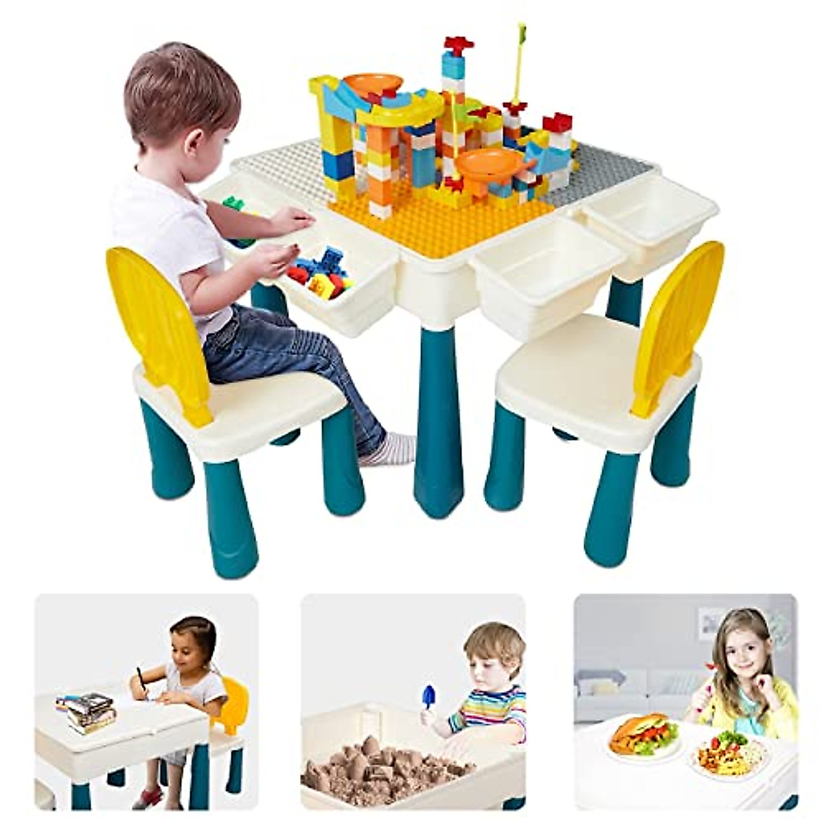 ide·o Toddler Table and Chair Set - Kid Table and Chair Set, Kids Play Table，Playroom Furniture，Kids Table with Storage