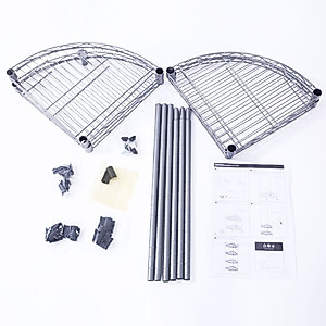 Kcelarec 4 Tier Corner Storage Shelves, Wire Shelving Unit, Metal Shelf, Steel Storage Rack 11.8" L x 11.8" W x 35.4" H for Laundry Bathroom Kitchen Pantry Closet