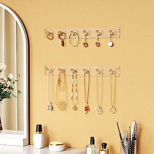 NIUBEE Wall Mounted Necklace Hanger, 4 Pack Acrylic Jewelry Stand Organizer, Bracelets Rings Bangles Display Rack,Best Gift for Girl Women