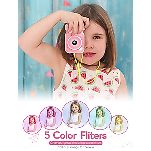 omzer Kids Camera 1080P Selfie Mini Camera, HD Digital Video Camera for Toddlers, Video Recorder Toys for Kids, Christmas Birthday Gifts for Age 3 4 5 6 7 8 9 10 Year Old Girls Boys with 32G SD Card