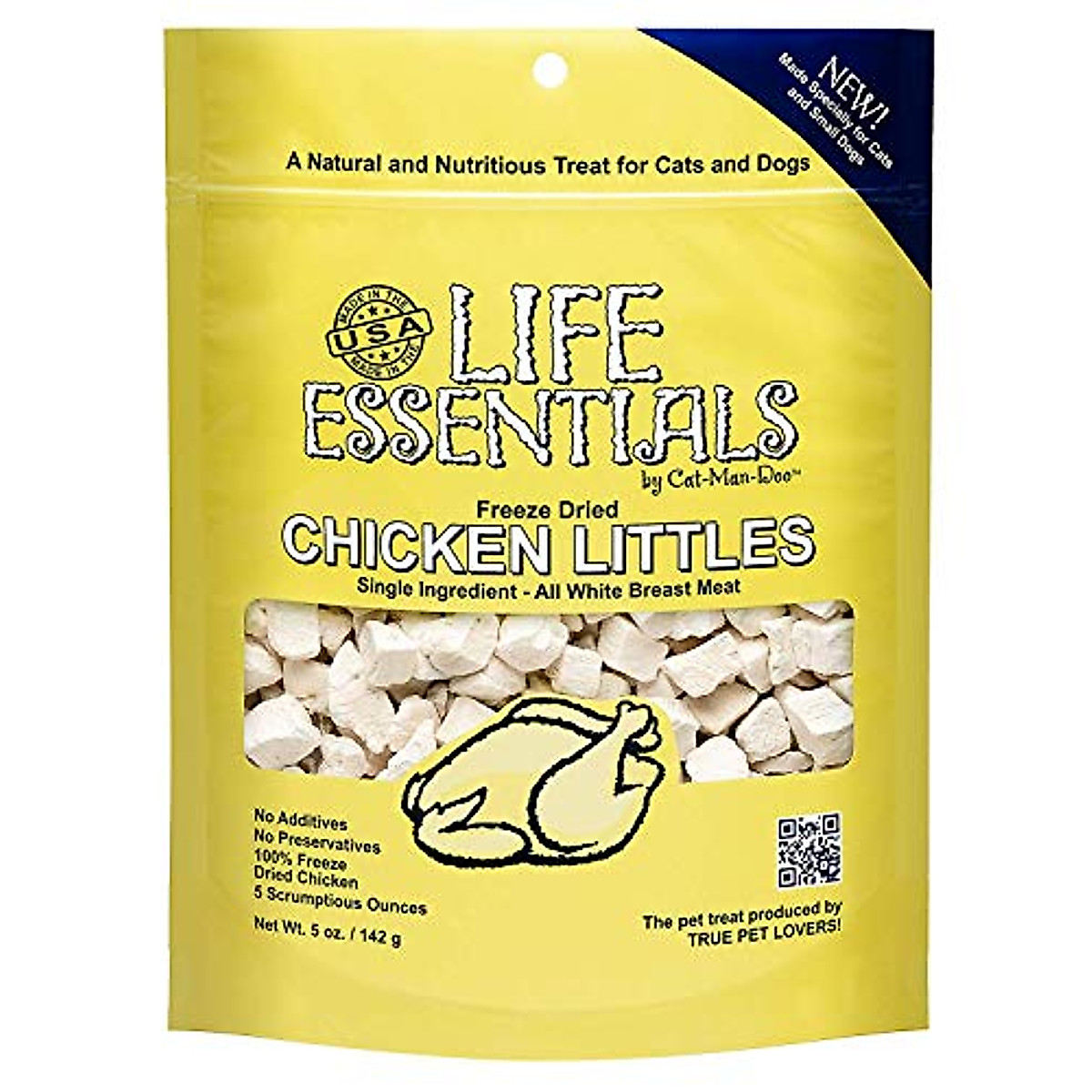 LIFE ESSENTIALS BY CAT-MAN-DOO Freeze Dried Chicken Little's for Dogs & Cats -5 oz (6) Pack