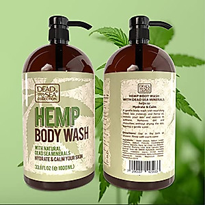 Dead Sea Collection Hemp Body Wash for Women and Men - with Dead Sea Minerals and Hamp Oil - Cleanses and Moisturizes Skin - Pack of 2 (67.6 fl. oz)