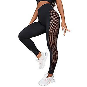 Sexy Yoga Leggings for Women High Waist Seamless Workout Leggings Gym Butt Lift Yoga Pants (Black,L,Large)