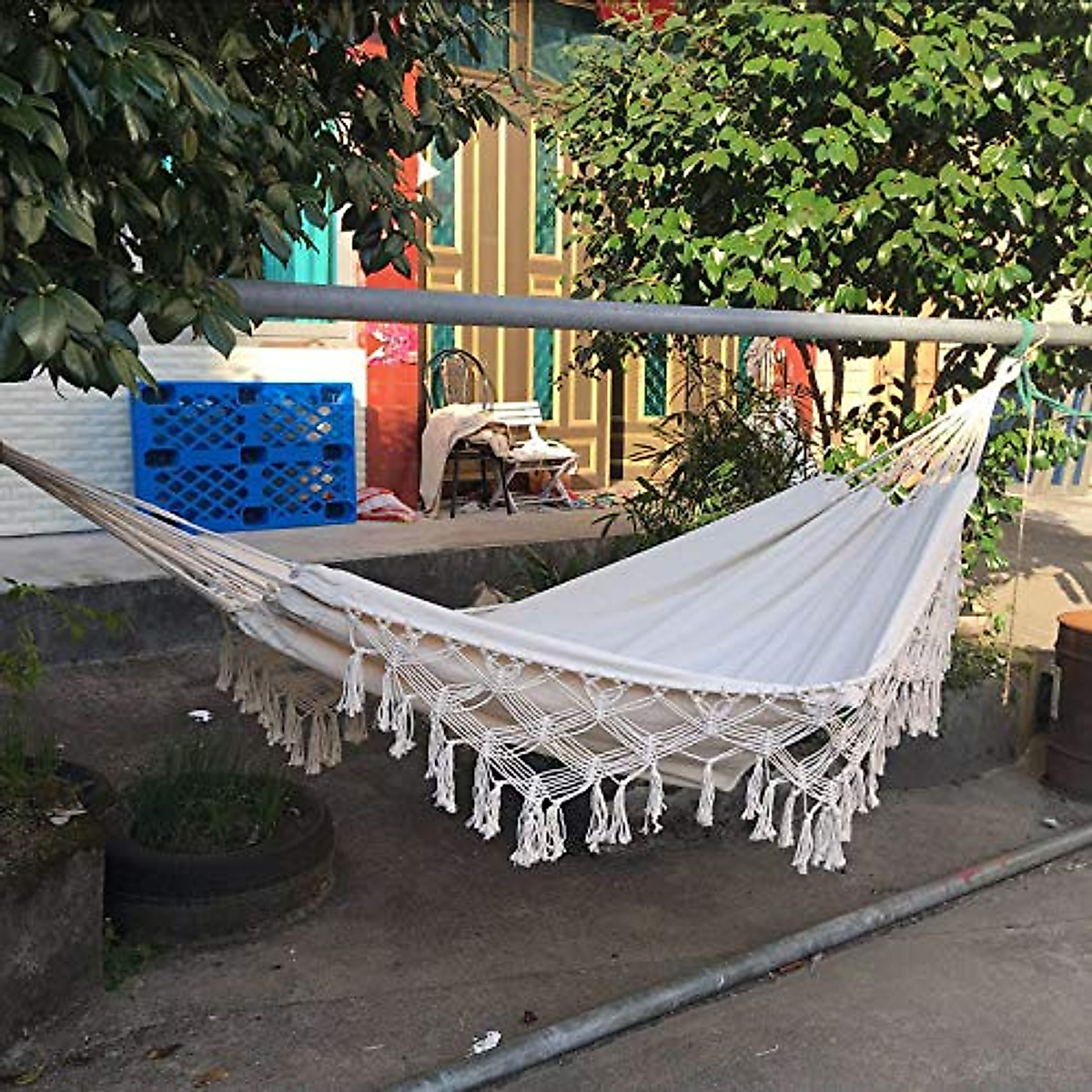 Tassel Swing Courtyard Leisure Chair Garden Canvas Beach Womens Summer Shirt White