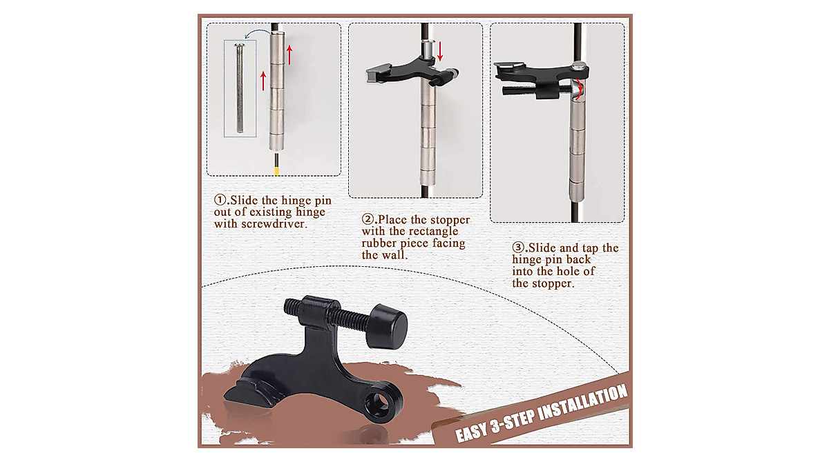 Enconker Black Hinge Pin Door Stopper Pack | Wall Damage Protection