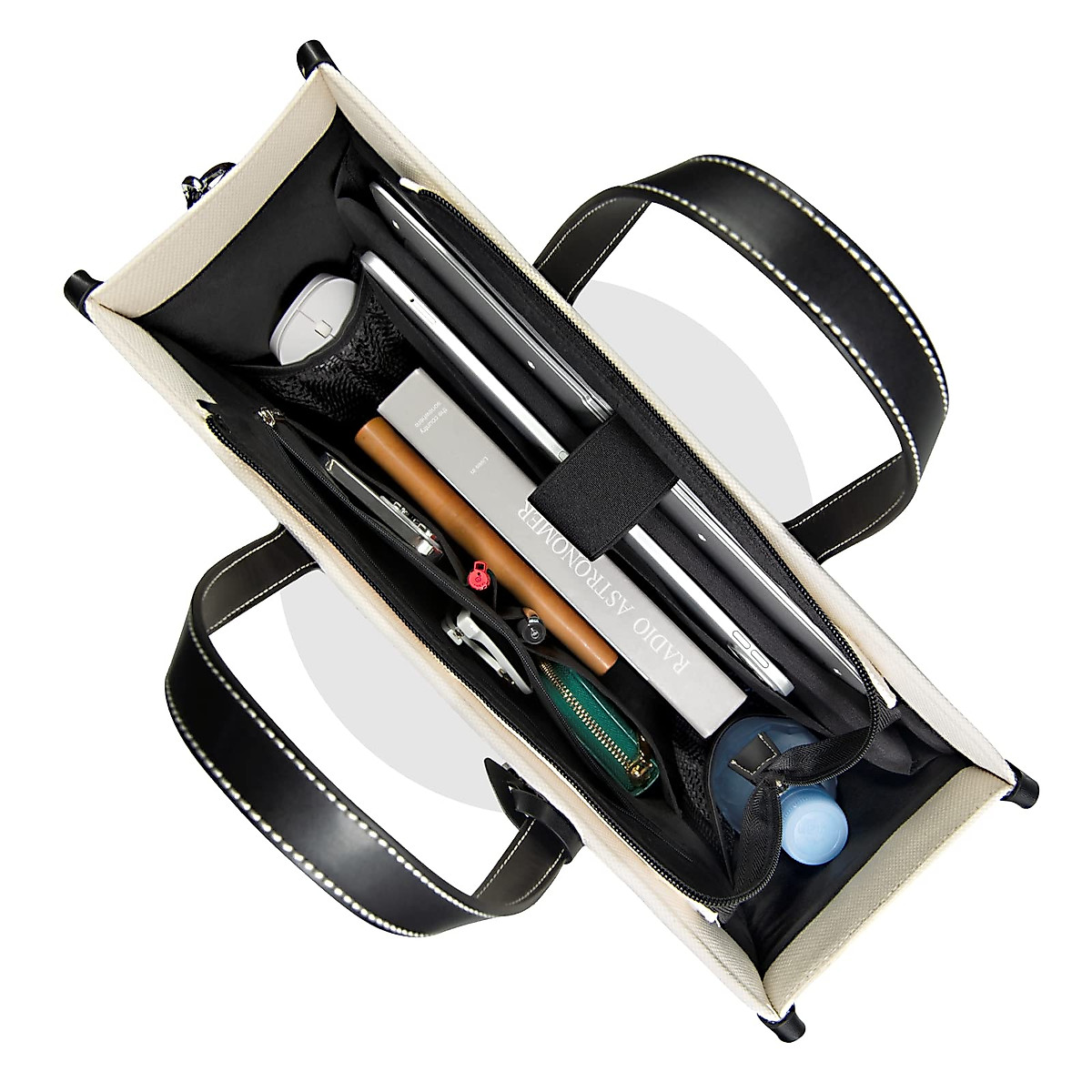 TOPDesign Initial Laptop Tote Bag for Women, Stylish Canvas Bag for 15.6 Inch Computer, Personalized Monogrammed Work Purse, Large Casual Business Briefcase, Office Handbag, Perfect Gifts for Her