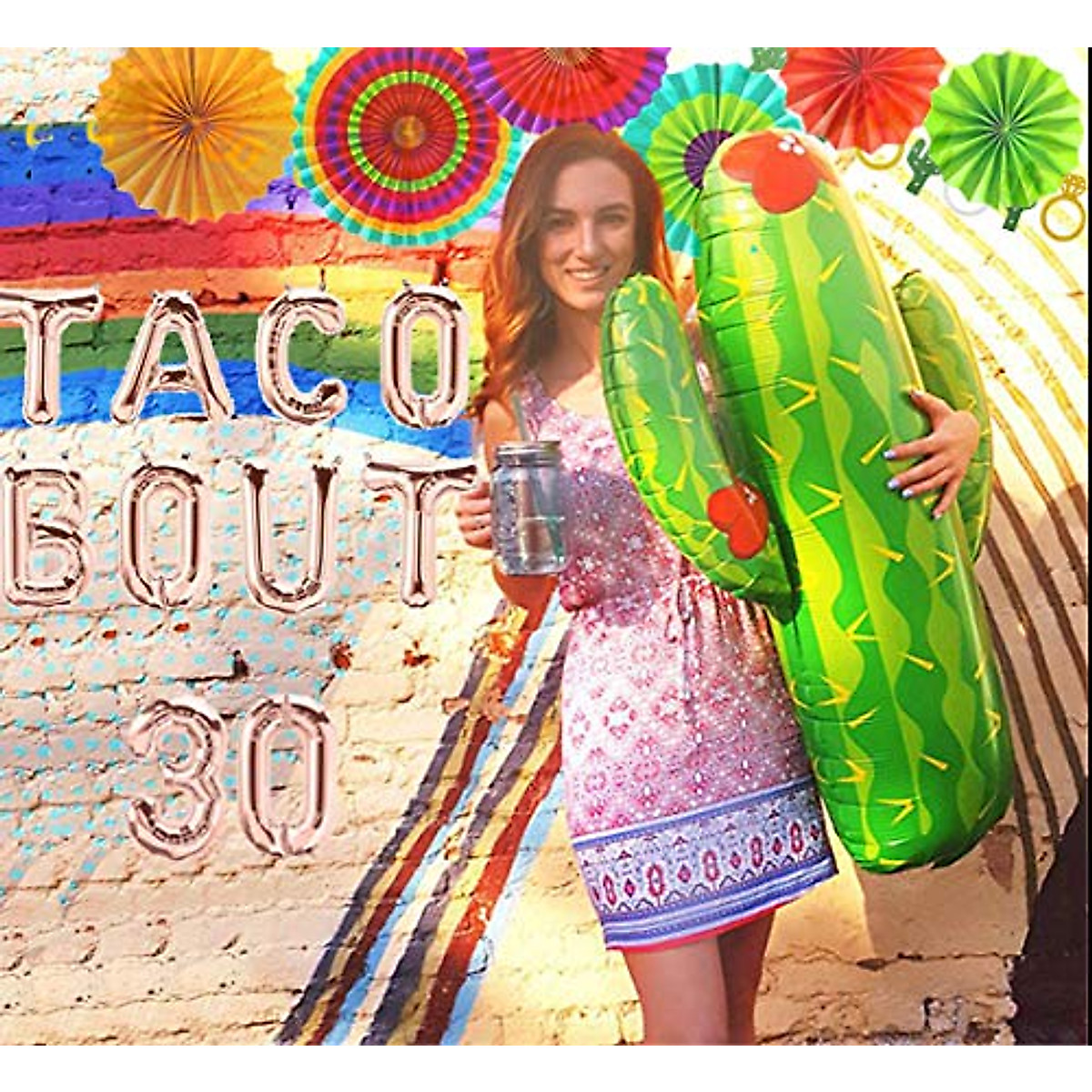 LaVenty 9 PCS Rose Gold Taco Bout 30 Balloons Nacho Average Thirty Balloon Fiesta 30th Birthday Decoration Taco Birthday Party Decoration Taco Party Decor