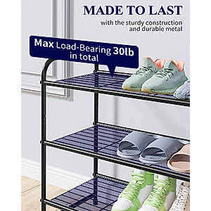 Kitsure Shoe Rack - Stainless Steel Shoe Organizer, Sturdy Shoe Rack for Closet and Front Door Entrance, Free Standing Shoe Shelf, Closet Organizers and Storage, Black