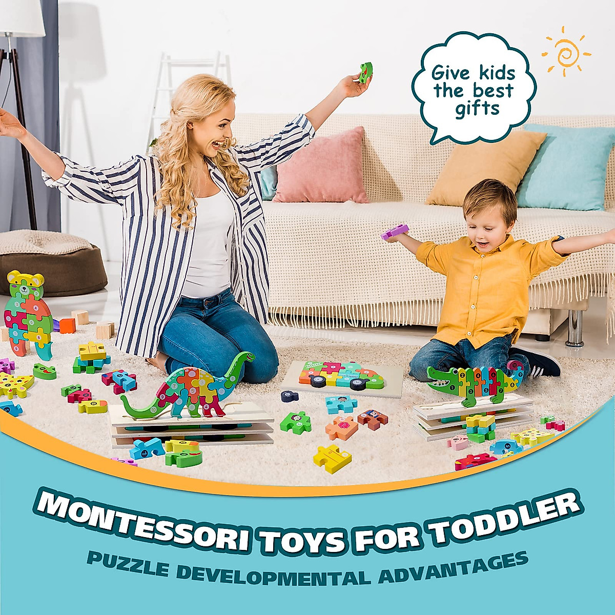 Wooden Puzzles for Kids Ages 3-5 Wooden Puzzles for Toddlers 2-4 Years 4 Pack Animal Puzzles for Kids 3 4 5 Years Old, Montessori Toys for Toddlers 2 Years Old.