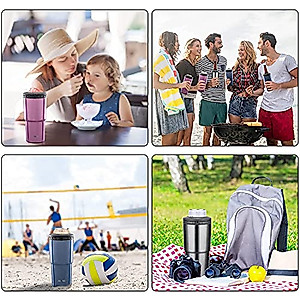 5 In 1 Freezable Can Cooler, Insulated Stainless Steel 24 oz Tumbler with Freezable Drink Can Cooler for all 12 oz Slim Can,Regular Can,Beer Bottle & All Drinks（Pink）