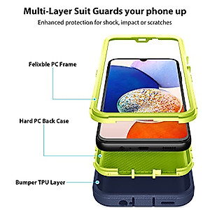 Jiunai Compatible with Galaxy A14 5G Case, Shockproof Heavy Duty Dual Layer Outdoor Drop Protection Dustproof Armor Cover Hybrid Rugged Sports Matte Phone Case for Samsung Galaxy A14 5G 2023 Blue