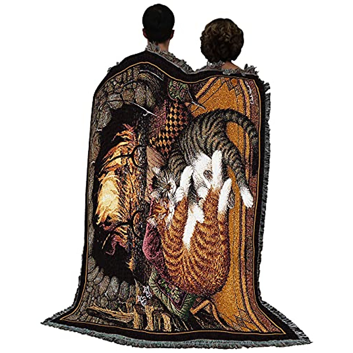 Pure Country Weavers All Burned Out Cat Blanket by Charles Wysocki - Gift for Cat Lovers - Tapestry Throw Woven from Cotton - Made in The USA (72x54)