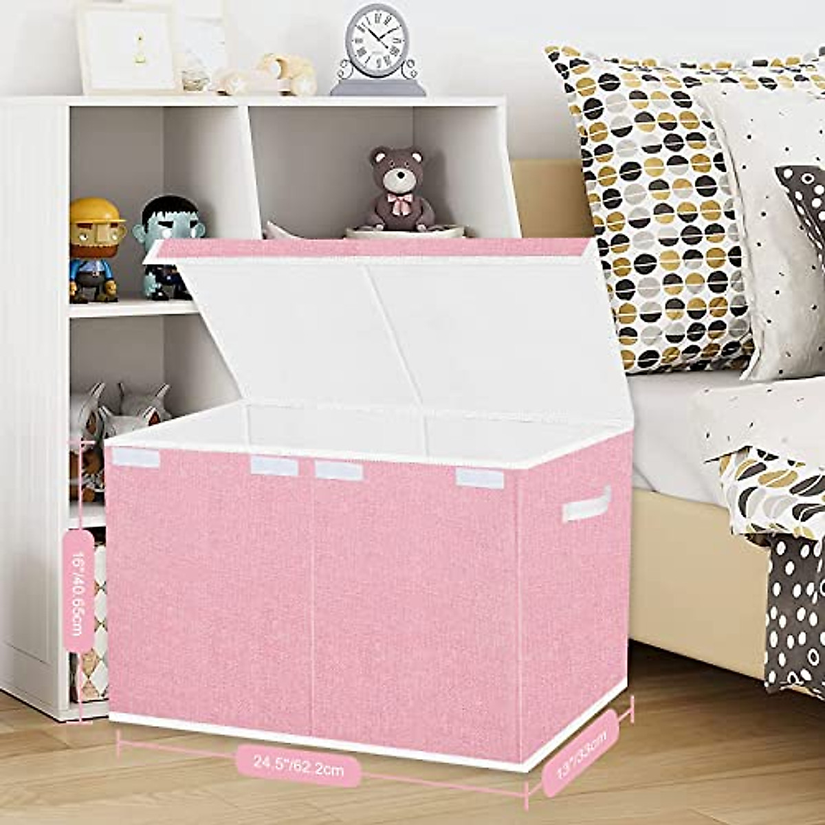 Pantryily Toy Storage Box for Girls, Large Kids Toy Chest Boxes Organizers and Storage 24.5"x13"x16"(Pink)