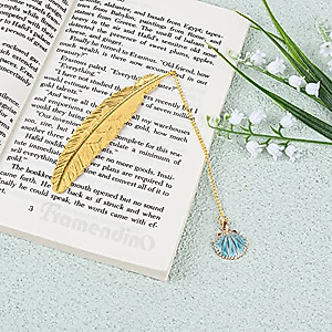 Framendino, 4 Pack Metal Feather Bookmarks Gold Retro Book Page Chain Pendant Bookmark Gifts for Reader, Book Lovers, Students, Teachers, Friends