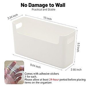 FavoThings 2 Pack Cabinet Door Organizer Adhesive Mount Kitchen Wrap Organizer Container Plastic Storage Shelf Versatile for Kitchen, Bathroom, Office, Bedroom, Garage, Craft Room, White