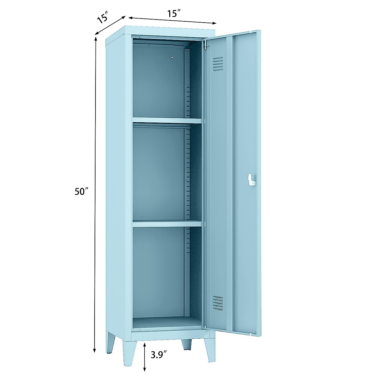MIOCASA Metal Cabinet Home Office Storage Cabinets with Doors and Shelves Lockable 3 Door File Cabinet Organizer Coat Lockers for Kids (Blue)