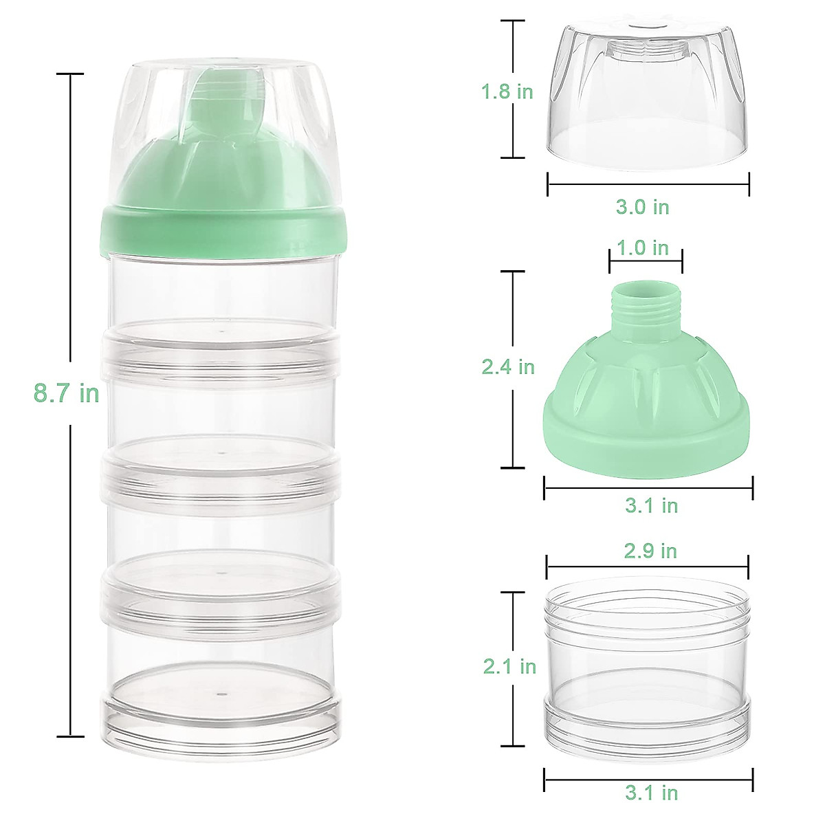 Accmor Baby Milk Powder Formula Dispenser, 4 Layers Stackable Formula Container for Travel, Non-Spill Snacks Formula Storage Container On The Go, BPA Free