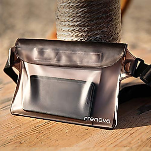 Crenova Waterproof Pouch 2 Pack Beach Accessories Waterproof Bag Fanny Pack 2 Waist Strap Adjustable Extra-Long Belt for Outdoor Water Sports