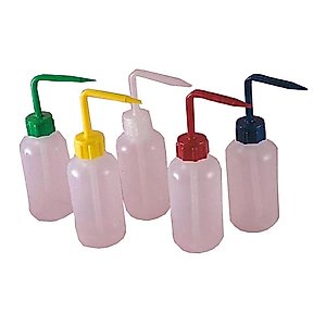 Thomas Low Density Polyethylene Economical Narrow Mouth Wash Bottle with Polypropylene Cap, 250mL Capacity (Pack of 5)