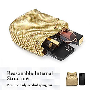 AOYUNHUI Evening Bags Crossbody Bags for Women Shiny Bucket Bag Clutch Purse for Women Girls Shoulder Handbag Rhinestone Purse for Women Wedding Prom Party Club Bling Bling Sparkling-Gold