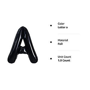 TONIFUL 40 Inch Large Black A Letter Balloons Jumbo Helium Balloons,Foil Mylar Big Alphabet Balloons for Birthday Party Anniversary Supplies Decorations