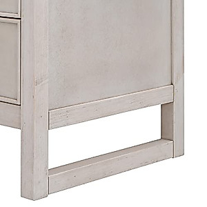 Merax Dresser, Antique White Modern Farmhouse Wood Bedroom with 6, Wide Chest Closet, Clothes, Kids, Baby, TV Stand with Drawers