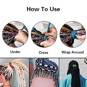 Spiral Lock Hair Tie Dreadlock Accessory Bendable Hair Ties for Women and Men Ponytail Holders Colorful Dreadlock Hair Tie Long Dreads Thick Curly Hair Holder (Midnight)