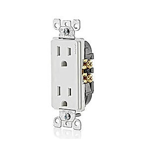 Leviton T5325-W 100 Pack 15Amp 125V Tamper Resistant Decora Duplex Receptacle, White