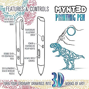 MYNT3D Super 3D Pen, 1.75mm ABS and PLA Compatible 3D Printing Pen