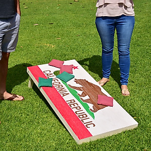 GoSports Flag Series Wood Cornhole Sets – Choose American Flag or State Flags – Includes Two Regulation Size 4 ft x 2 ft Boards, 8 Bean Bags, Carrying Case and Rules