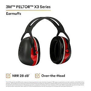 3M Peltor X3A Over-the-Head Ear Muffs, Noise Protection, NRR 28 dB, Construction, Manufacturing, Maintenance, Automotive, Woodworking, Heavy Engineering, Mining