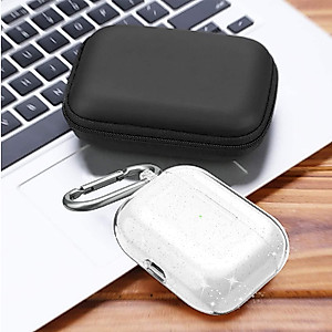 Valkit Compatible AirPods Pro Case, Clear Glitter Cute Bling Air Pod Pro Protective Case Cover with Keychain for Girls Women Men Shockproof Skin Case for Apple AirPods Pro Charging Case - Clear