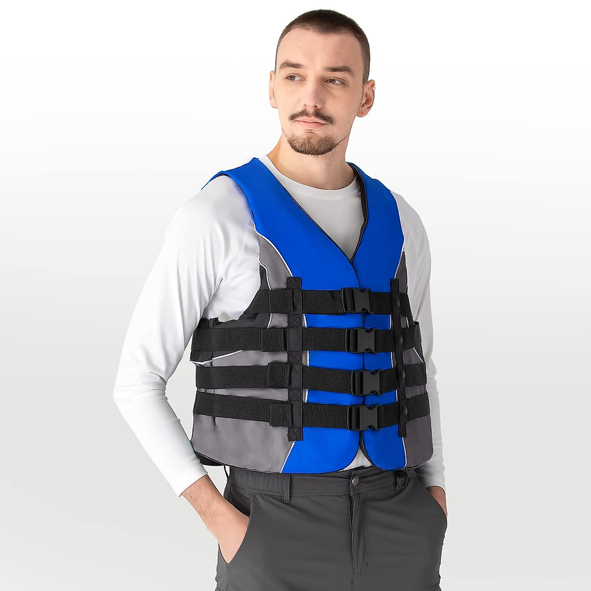 XGEAR Adult USCG Life Jacket Vest Water Sports (Blue, XXL)