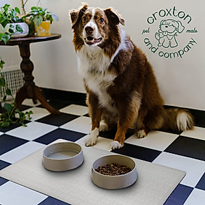 CROXTON & CO. Ultra-Durable, Large Waterproof Dog Food Mat - Stainproof, Washable Faux Leather Placemat for Food & Water Bowls | Non-Slip, Easy to Clean | Size: 16.5” x 28”