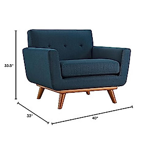 Modway Engage Mid-Century Modern Upholstered Fabric Accent Arm Lounge Chair in Azure, Armchair