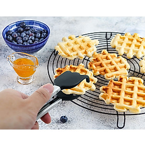 Mini Waffle Tongs by StarBlue – 8 Inches Silicone and Nylon Serving Tongs with Non-Slip Smooth Handles, Non-Scratch and Dishwasher Safe, Multipurpose Spatula Tongs for Belgian Waffle Serving