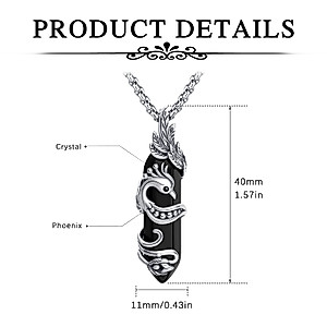 Phoenix Necklace Black Crystal Pendants Nirvana of Phoenix Pendant Fire Bird Phoenix Necklace I Survived Black Crystal Phoenix Jewelry Gift for Women Men 925 Sterling Silver