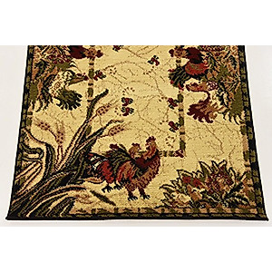 Unique Loom Barnyard Collection Area Rug - Farm (2' 7" x 10' Runner, Cream/ Black)