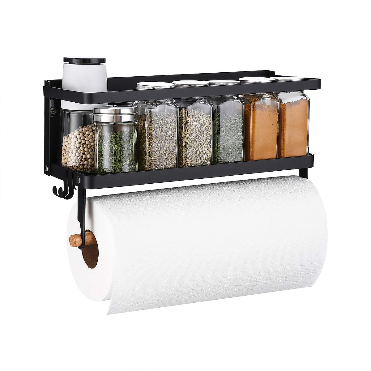 KES Magnetic Paper Towel Holder for Refrigerator Matt Black Magnetic Spice Rack Magnetic Shelf Refrigerator Organizer Wall Mount , KRR501A-BK