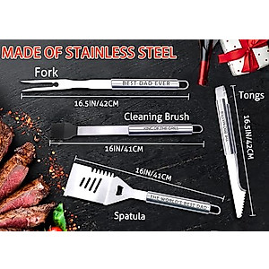 Birthday Gifts for Dad, Cool Bbq Grill Gift for Men Christmas Retirement Congratulations Get Well Soon, Unique Dad Gift from Daughter Son Kids, Gift for Men Stainless Steel Metal Tool Heavy Duty Set 4