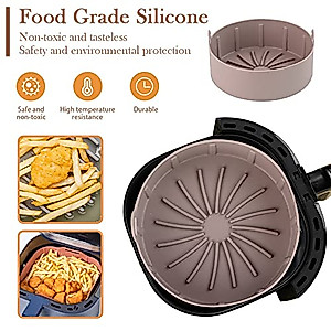 Reusable Airfryer Silicone Basket Pot Easy To Clean Oven Baking Tray Round Liner Pizza Plate Grill Pan Mat Air Fryer Accessories (Color : GrayE)