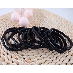 WDGROW Large Braided Mens Hair Ties, for Longhairs Men Bun,Thick Black Pony Tails Ties for Women,Guys, Bracelet Hair Tie,For Thick and Thin Hair,12 Packs,Durable (Black)