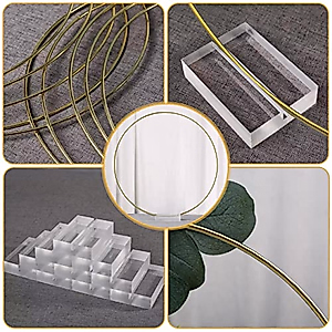 YALLOVE 10 PCS 12 Inch Floral Hoop Table Centerpiece, Metal Wreath Ring Stand with Crystal Clear Acrylic Base for Balloon and Flower Decoration, Flower NOT Included