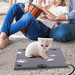 Rest-Eazzzy Pet Heating Pad Indoor, Dog Heating Pad Mat with Removable Cover, Waterproof Heated Dog Pad for Cat Dog, NO Timer and Temp Adjustment (Grey, 14" X 14")