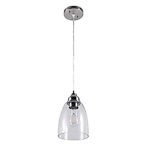 YaoKuem Pendant Lighting Fixture, Hanging Ceiling Lights with E26 Medium Base, Metal Housing with Clear Glass, Bulbs not Included, 2-Pack