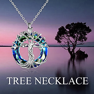 TOUPOP Jewelry for Women Tree of Life Necklace 925 Sterling Silver Family Tree Pendant Necklace with Blue Circle Crystal Mothers Day Birthday Anniversary Jewelry Gifts for Women Her Wife